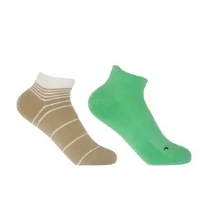PEPER HAROW - MADE IN ENGLAND Retro Stripe And Organic Sport Trainer Socks Bundle - Beige/green