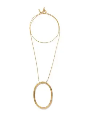 JAREDJAMIN Heavenly Hoop Oval Pendant Necklace - Gold