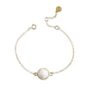 POPORCELAIN Mini Porcelain Rose Charm Bracelet - Gold