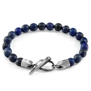 ANCHOR & CREW Sodalite Tinago Silver & Stone Beaded Bracelet - Blue