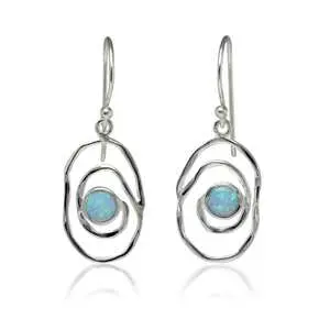 ISLA SILVER Sterling Silver Opal Earrings - Blue/silver