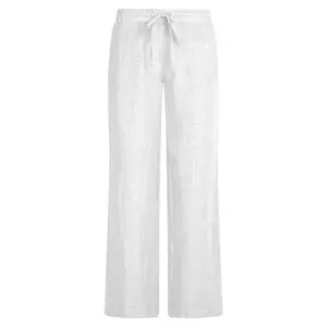 Haris Cotton Wide Leg Linen Pants - White