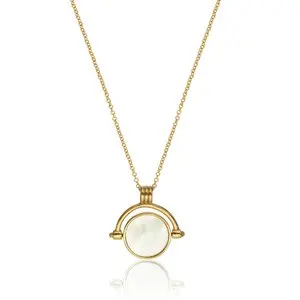 LILY & ROO Mother Of Pearl Spinning Disc Necklace Gold