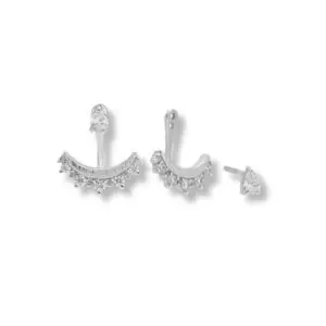 CLAIRE HILL DESIGNS Crescent Ear Jacket Earrings - Silver
