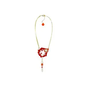 GISSA BICALHO Coral And Chain Necklace - Red