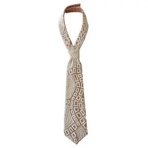 NANDANIE Embroidered Art Deco Petite Necktie - White
