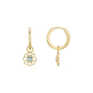 LULU B LONDON Topaz Gemstone Flower Drop Hoop Earrings - Blue
