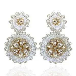 PINAR OZEVLAT Flower Drop Earrings - White