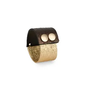 Saachi Textured Leather Duo Cuff Bracelet - Brown