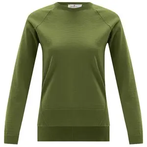 PERALUNA Asymmetric Fine Pullover With Slit Detail - Green