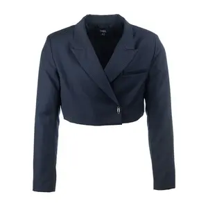 ZITO Pinstripe Cropped Blazer With Cufflink Detail