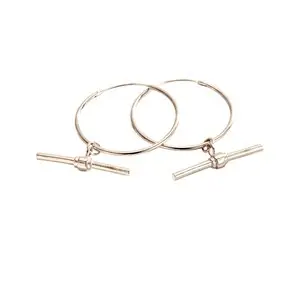 POSH TOTTY DESIGNS Sterling T Bar Charm Hoop Earrings - Silver