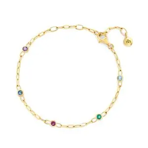 DINNY HALL Rainbow Gemstone Paperclip Chain Bracelet - Gold/yellow