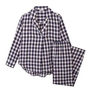 MAMU DREAM Red / Blue Organic Cotton Navy & Red Gingham Check Pyjama Set - Red/blue