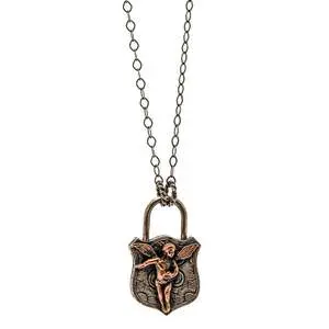 EBRU JEWELRY Sterling Silver Guardian Angel Necklace - Brown/silver