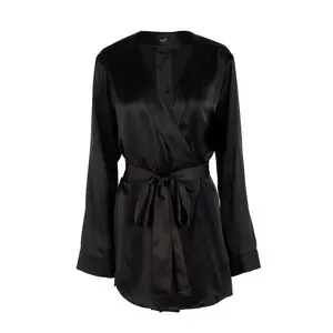 JE MÉRITE (I DESERVE) Silk Short Robe - Black