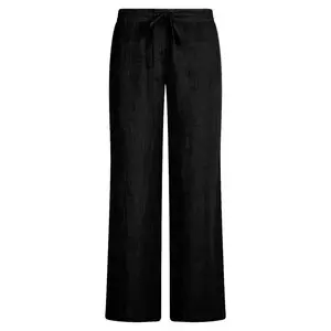 Haris Cotton Wide Leg Linen Pants - Black