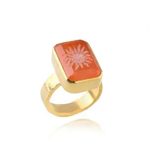 ECE LONDON Gold Vermeil Helios Ring With Topaz - Gold/yellow