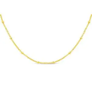 SOLIO JEWELLERY 18k Solid Gold Popcorn Chain Necklace - Gold/yellow