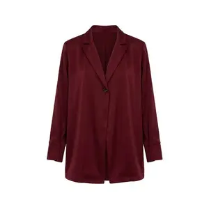 ASHITA FERNANDES Poly Satin Relaxed-fit Blazer Shirt - Red