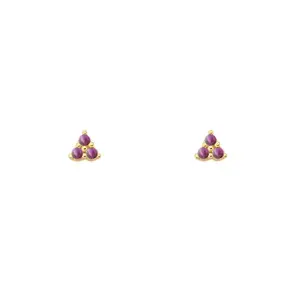SOLIO JEWELLERY Trio Rhodolite Stud Earrings - Gold/yellow/purple