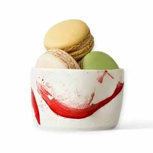 Lali Design Studio White / Red Cozy Handmade Red Brushstroke Bowl Porcelain - White/red