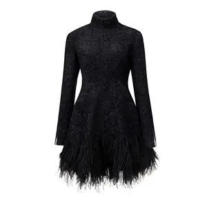 RUE AGTHONIS Inkling" Dress With Feather Embellishment