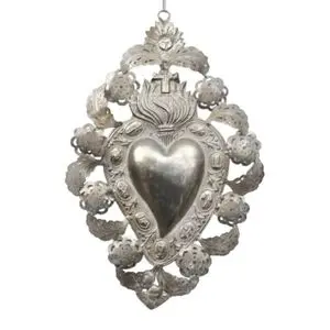 LILA RASA Filgree Cherubs Sacred Heart Small - Silver