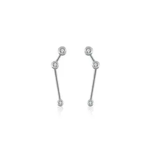 GENEVIEVE COLLECTION Aries Zodiac Constellation 18k Gold And Diamond Earrings - White