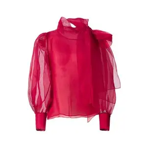 LITA COUTURE Organza Silk Bow Blouse