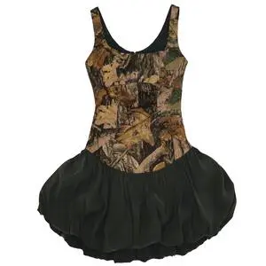 28NATELIER Camouflage Drop Waist Bubble Dress