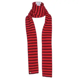 TIRILLM Pippi Long Trendy Pure Cashmere Scarf, Burgundy And Stripes - Red