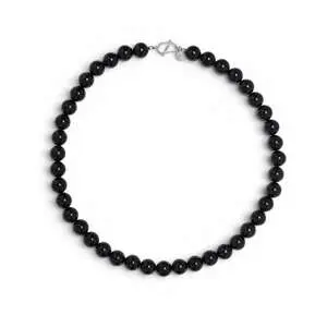 MISS CECILIA Agate Beaded Necklace - Black