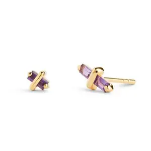 KASUN LONDON Gold Vermeil Amethyst Candy Kiss Earrings - Gold/yellow