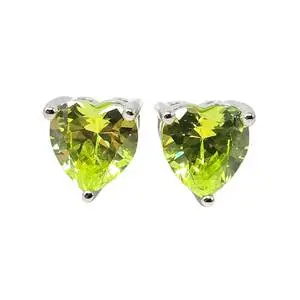 HARFI Harfi Sterling Silver Peridot Heart Stud Gemstone Earrings Silver/green
