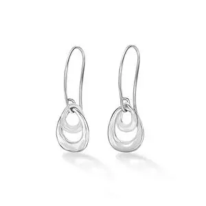 DOWER & HALL Entwined Open Double Oval Drop Earrings - Silver