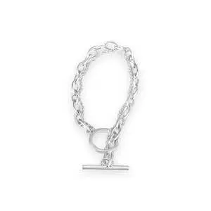 FV JEWELLERY Demi Double Chain Fob Bracelet - Silver