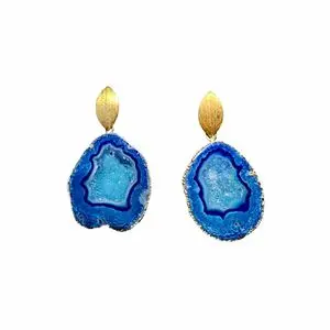 MAGPIE ROSE Aqua Agate Drop Earrings - Blue