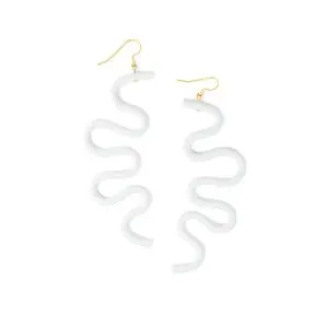 BY CHAVELLI Tube Squiggles Dangly Earrings - White