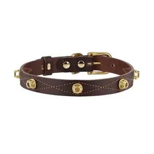 UNLEASH CPH Dog Collar With Brass Hardware - Brown