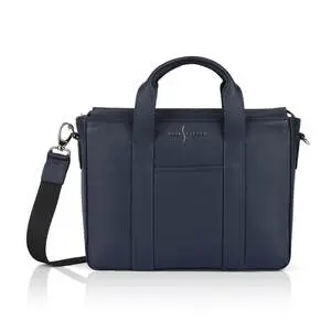 LUIS STEVEN Slim Tote Pebble Leather Bag - Blue