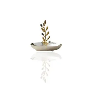 MARLETH Solid Serving Dish With Gold Olive Branch Detail