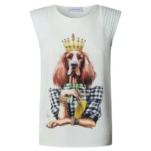 THE EXTREME COLLECTION Printed T-shirt With Pleated Shoulders - White