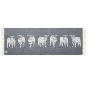 J.J.Textile Highland Cow Small Throw - Grey