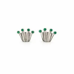 PEARL CODE Crown Onyx Stud Earrings - Green