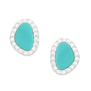 KAMARIA Turquoise And Crystal Stud Earrings