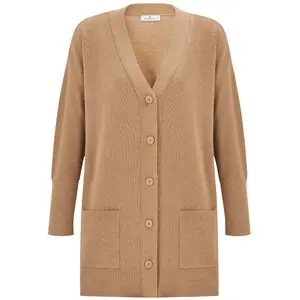 PERALUNA Nicola V-neck Long Knit Cardigan - Brown