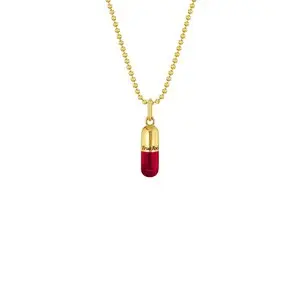 TRUE ROCKS Small Pill Pendant - Gold/red