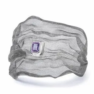 GERMAN KABIRSKI Kinui Titanium Mesh Bracelet With Amethyst - Silver
