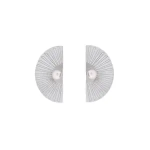 SILVER MOON Pearl Sterling Earrings - Silver